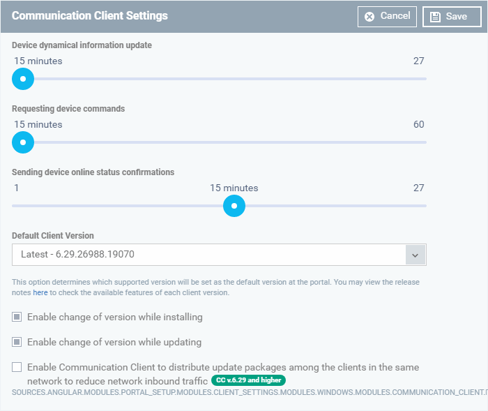 Xcitium Enterprise Admin Guide - Configure Communication Client Settings | Xcitium